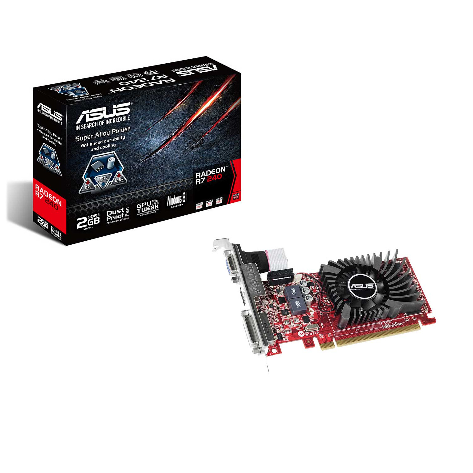 ASUS AMD Radeon R7 240 2GB GDDR3 with AMD Never settle Free Game Bronze ...