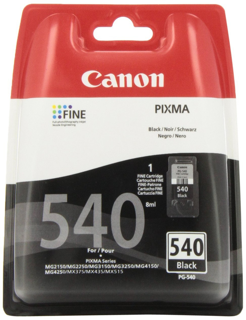 Canon PG-540 Black Ink Cartridge 8ml for PIXMA MG2250, MG3150, MG3250 ...