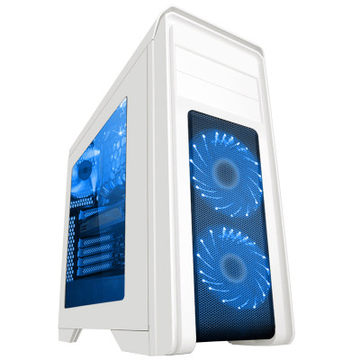 Game Max Falcon Gaming PC case - White with 2x 12cm 16 Blue LED front ...