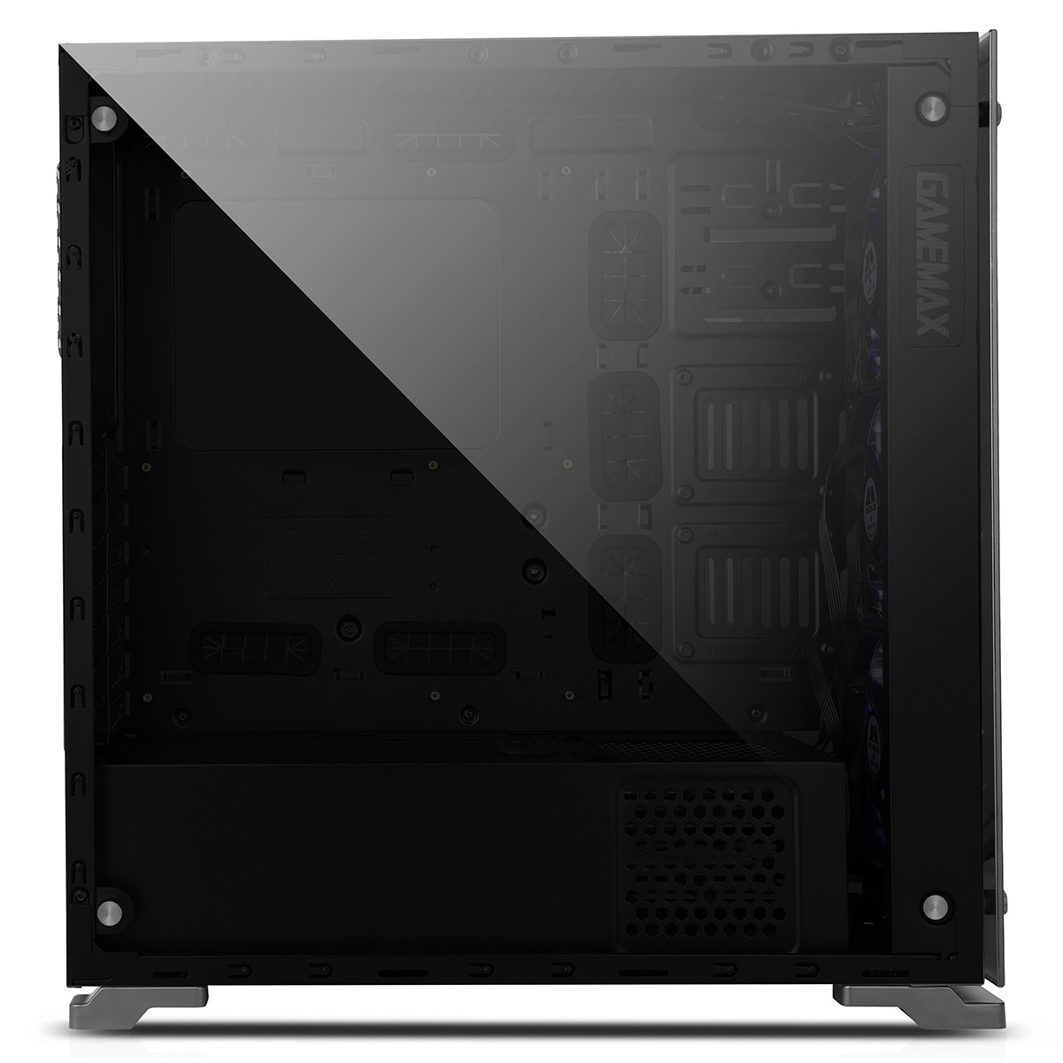 Game Max Onyx RGB Mid Tower ATX 3 x RGB Fans Tempered Glass Sides ...