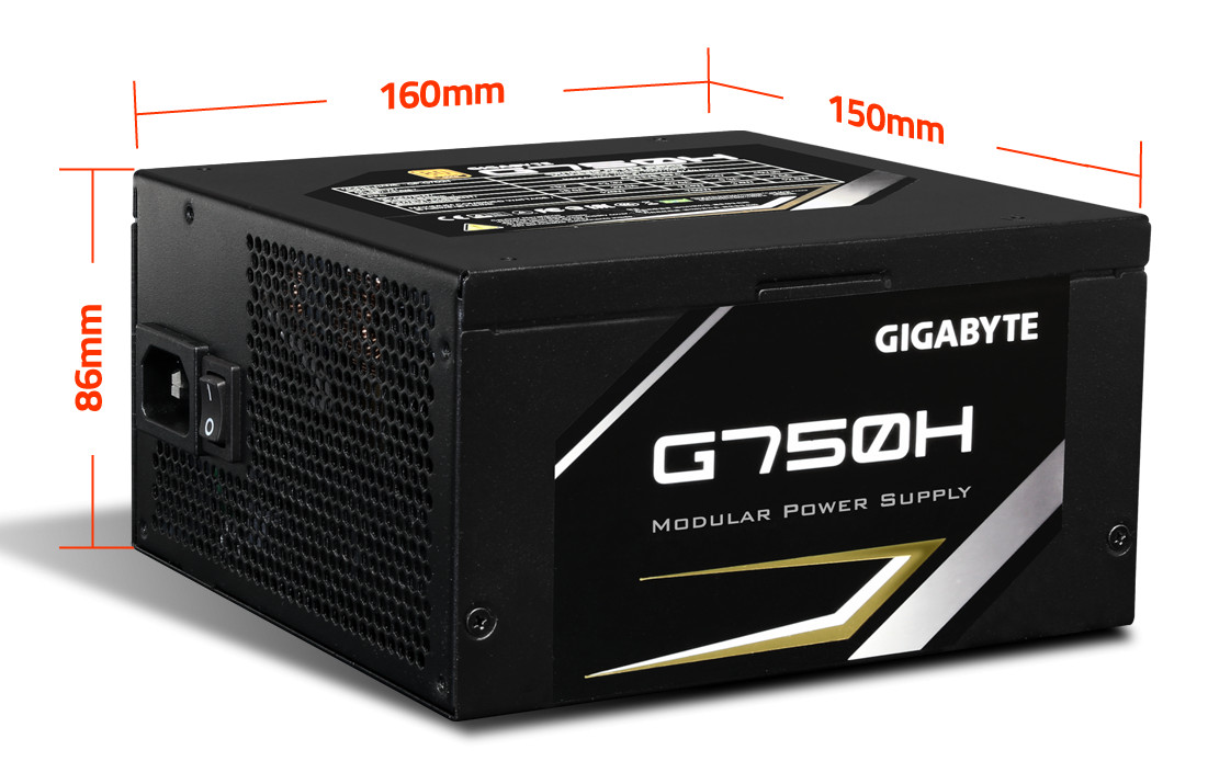 Gigabyte 750 Watt Semi Modular Gold Rated PSU / Power Supply