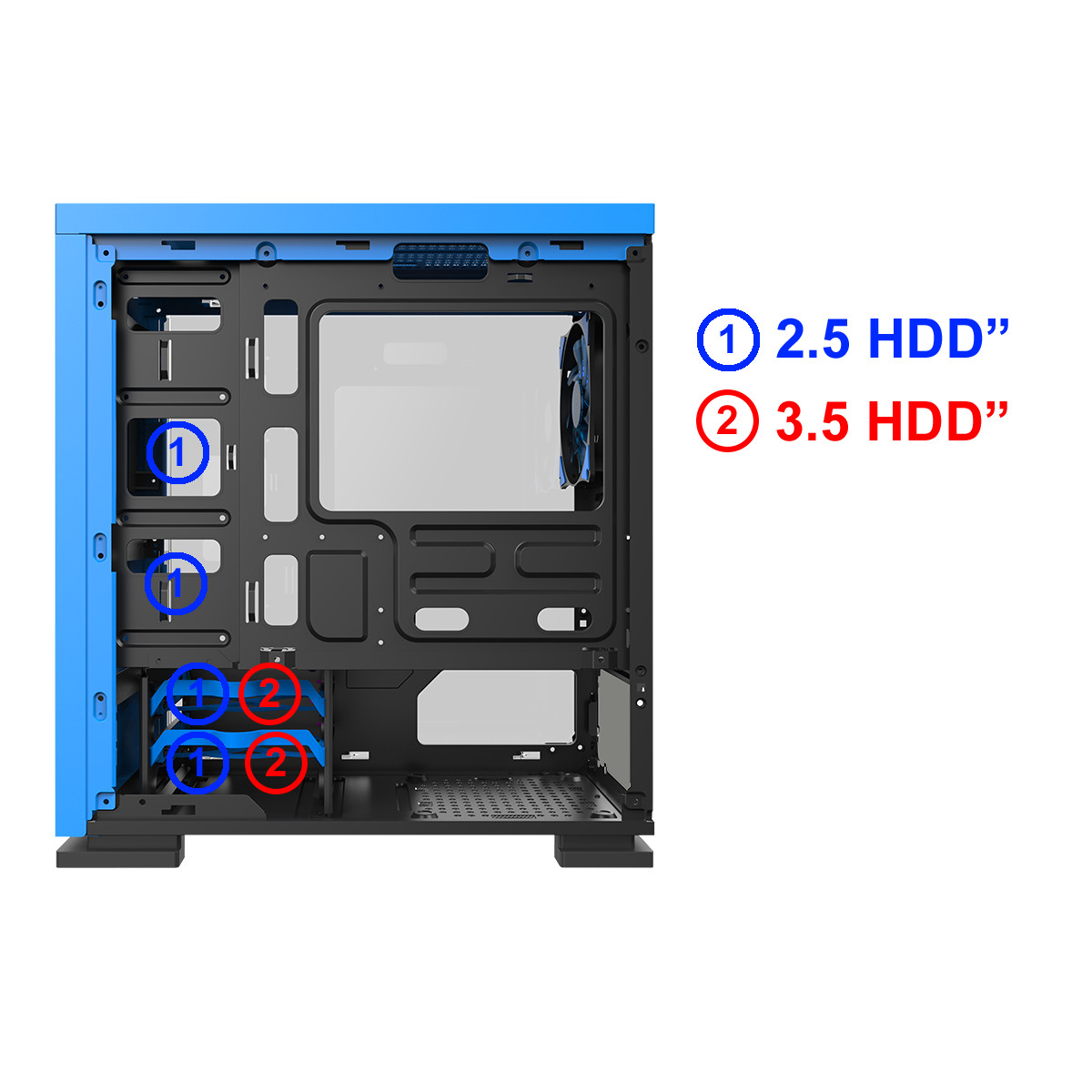 GameMax Game Max Expedition Blue Gaming Matx PC Case Rear LED Fan ...