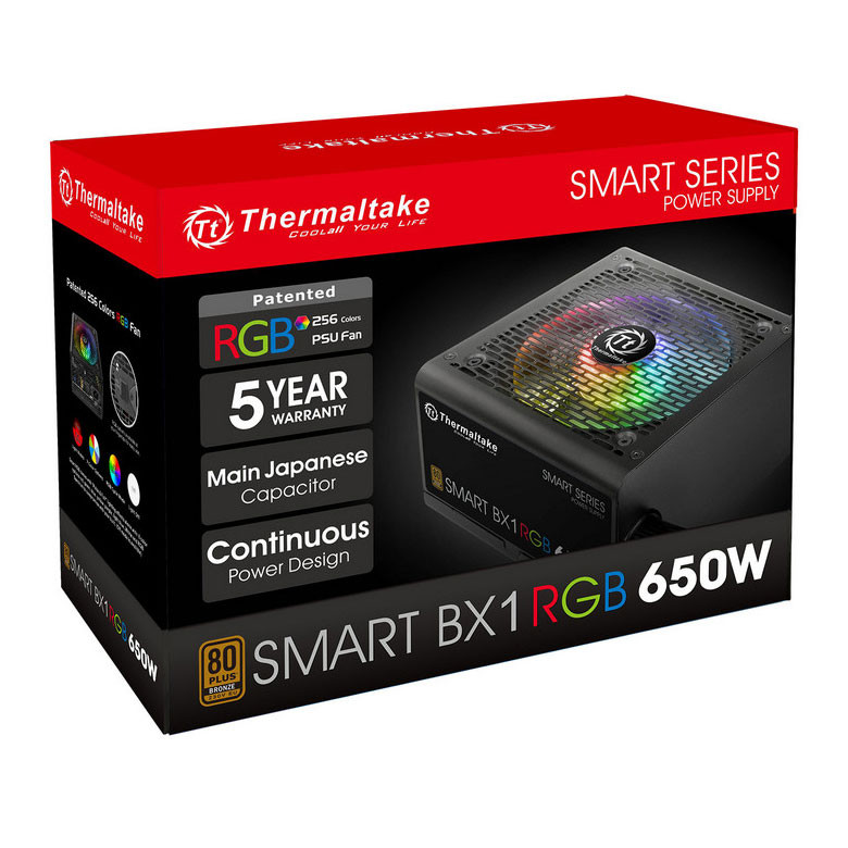 Thermaltake 650W Smart BX1 RGB 80+ Bronze PSU - 48 Amp Single Rail ...
