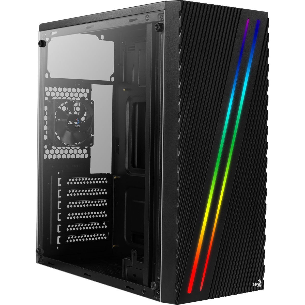 Aerocool Streak Mid - Tower Gaming Case With RGB LED Strip & Acrylic ...