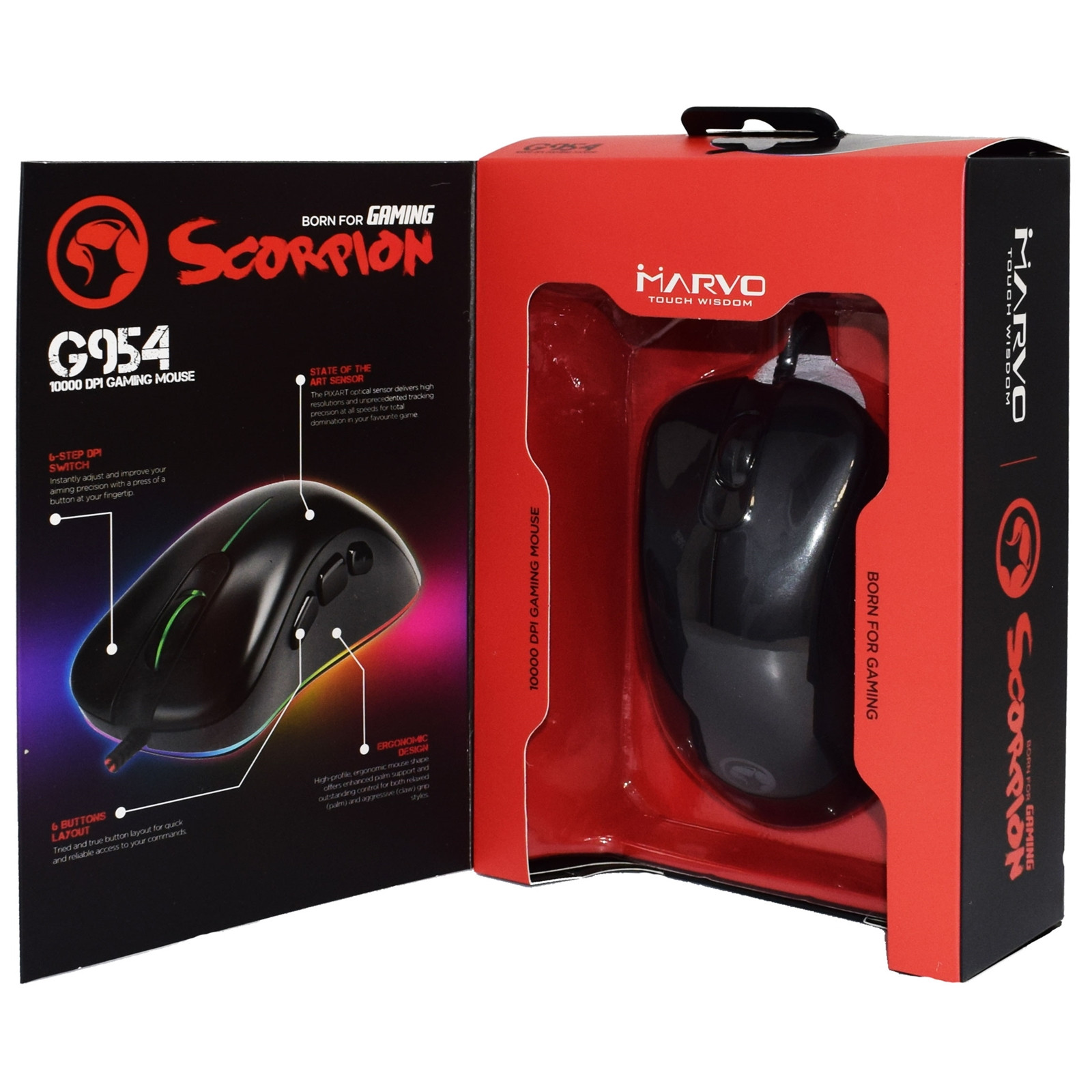 MARVO Scorpion G954 USB RGB LED Black Programmable Gaming Mouse - Daily ...