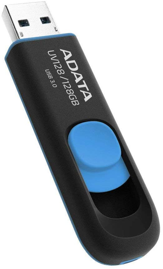 Adata 128GB USB3.0 Flash Memory Pen, Retractable, Capless, Black & Blue ...
