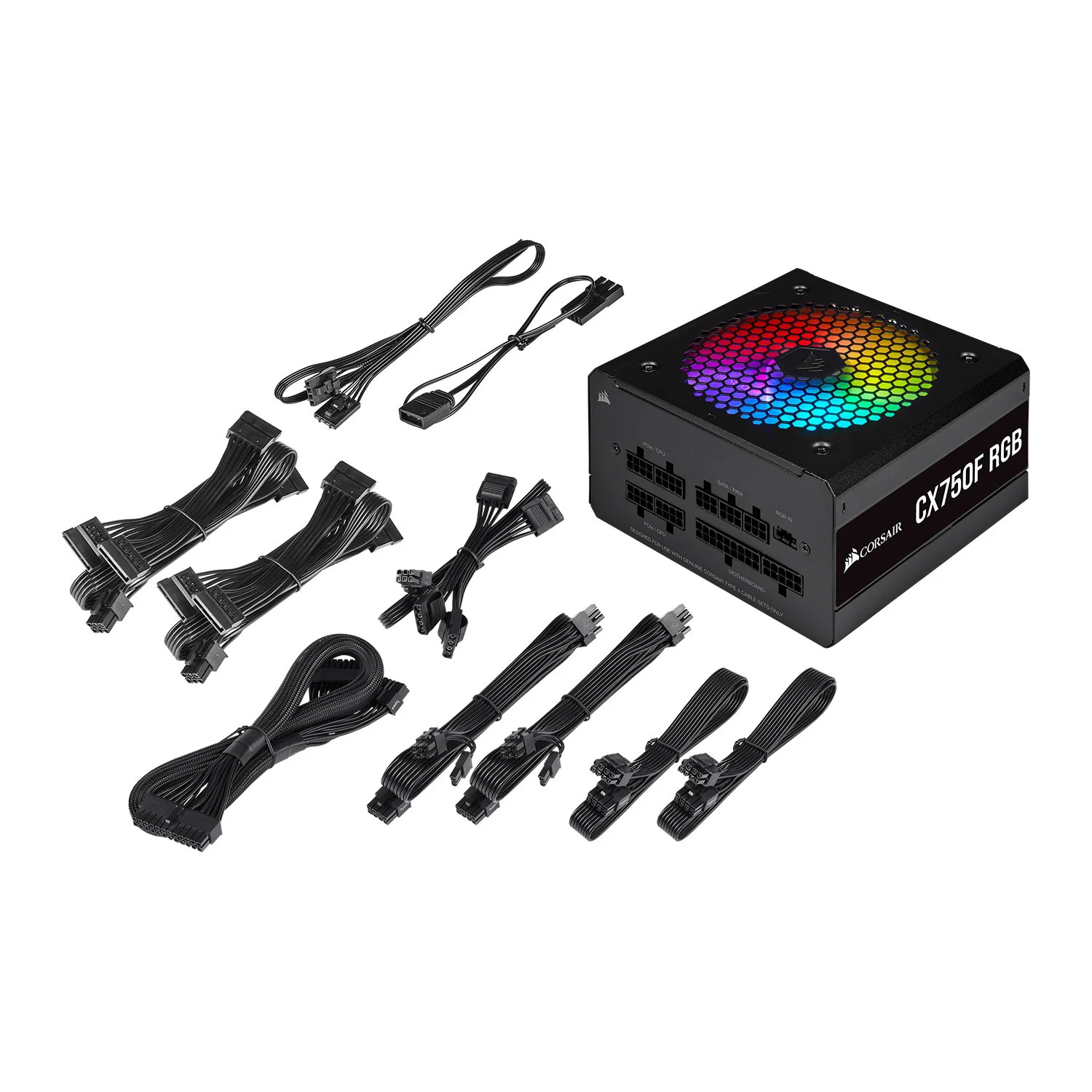 Corsair 750 Watt CX750F RGB Fully Modular PSU/Power Supply - BLACK ...