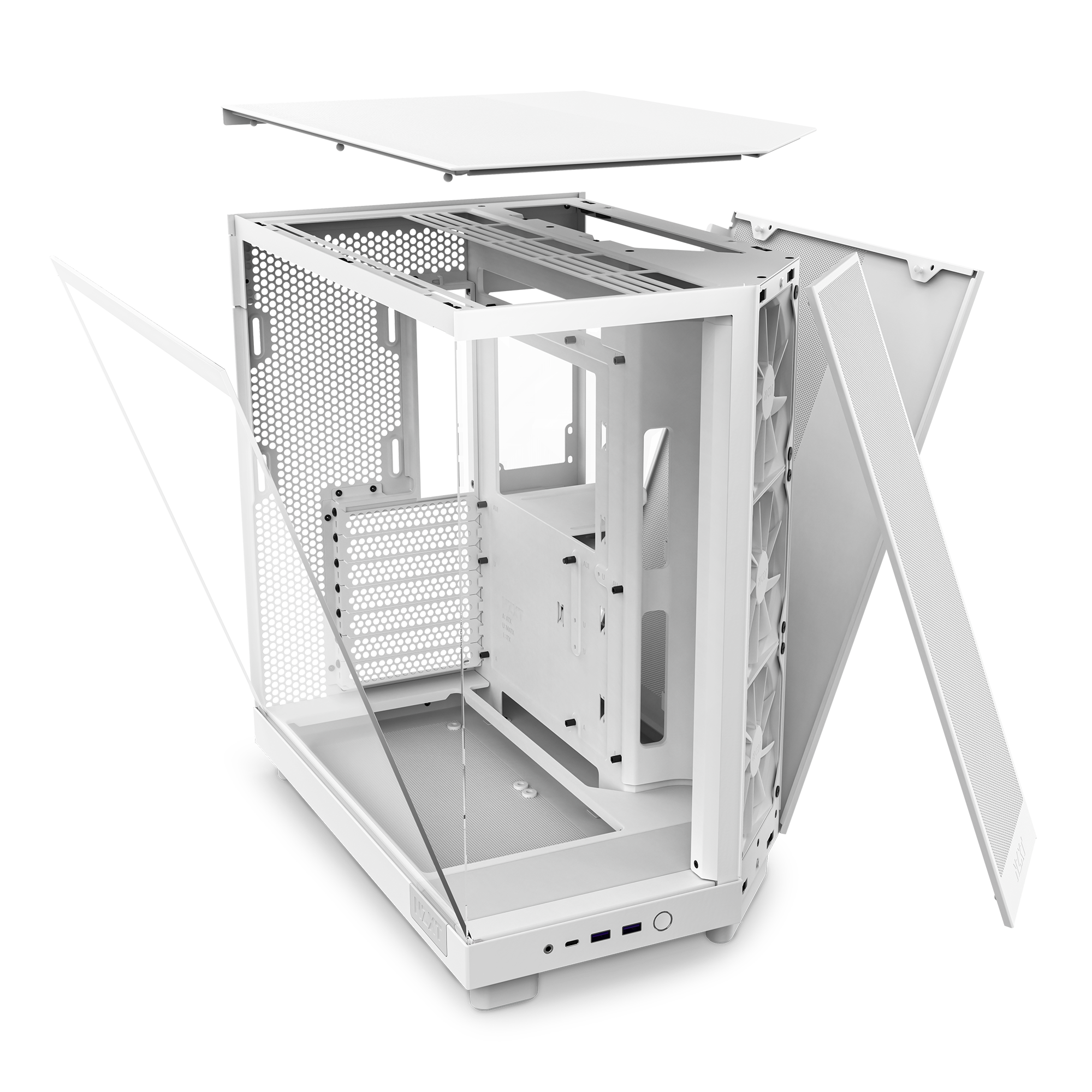 NZXT H6 Flow White Mid Tower Tempered Glass PC Gaming Case - Black ...