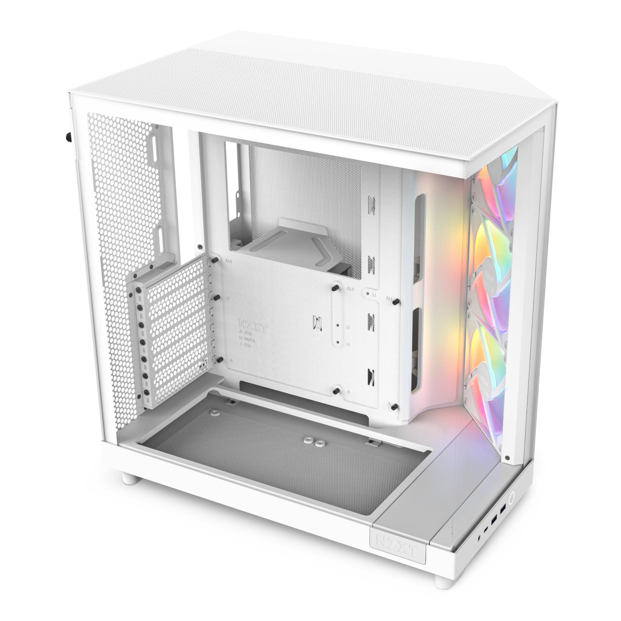 NZXT H6 Flow RGB White Mid Tower Tempered Glass PC Gaming Case | Falcon ...