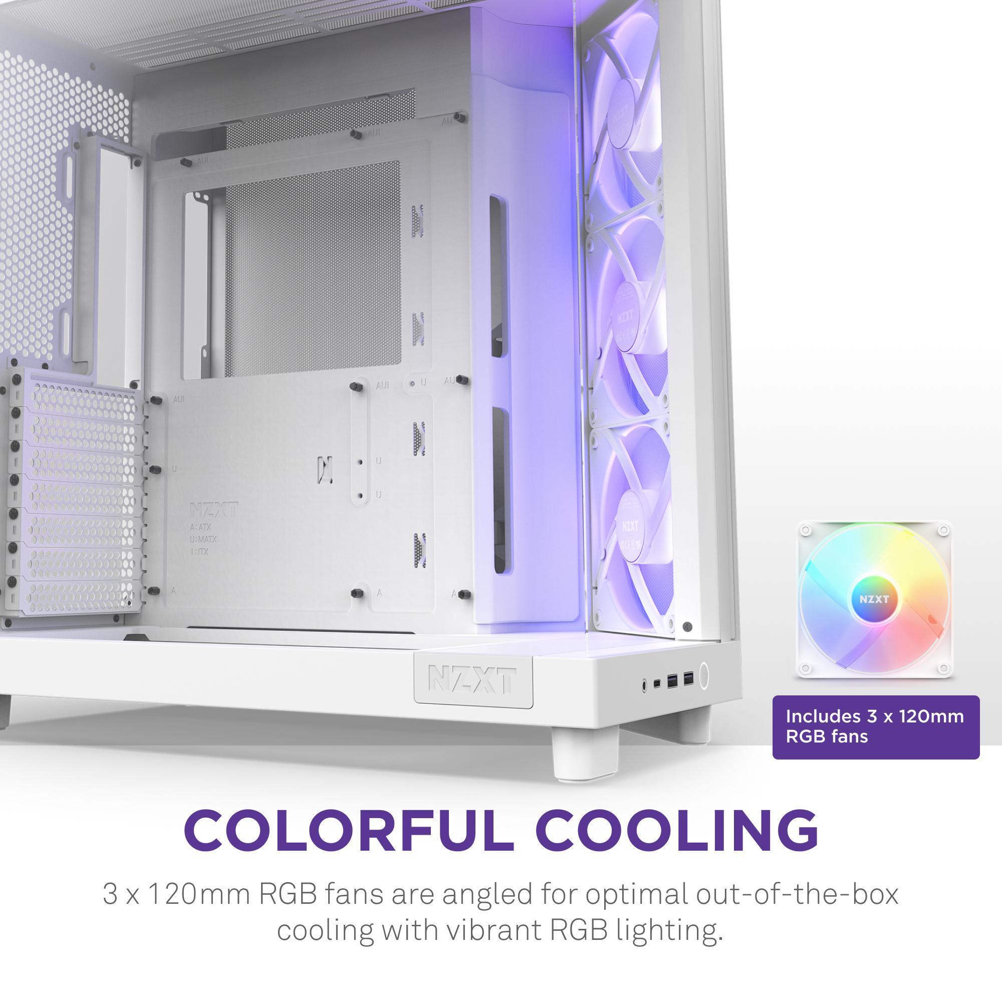 NZXT H6 Flow RGB White Mid Tower Tempered Glass PC Gaming Case | Falcon ...