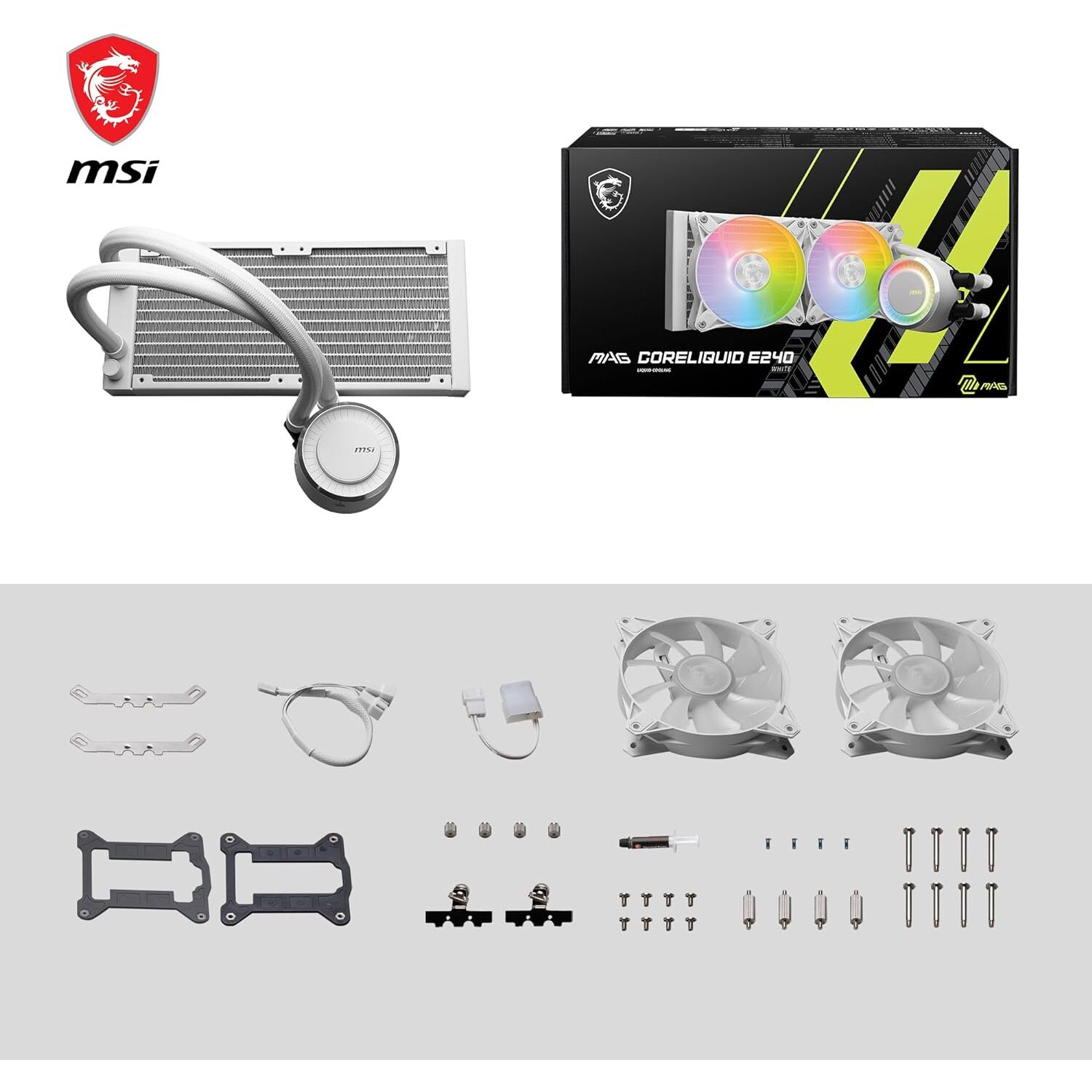 MSI MAG CORELIQUID E240 WHITE CPU Liquid Cooler 240mm - Dual-Chamber ...