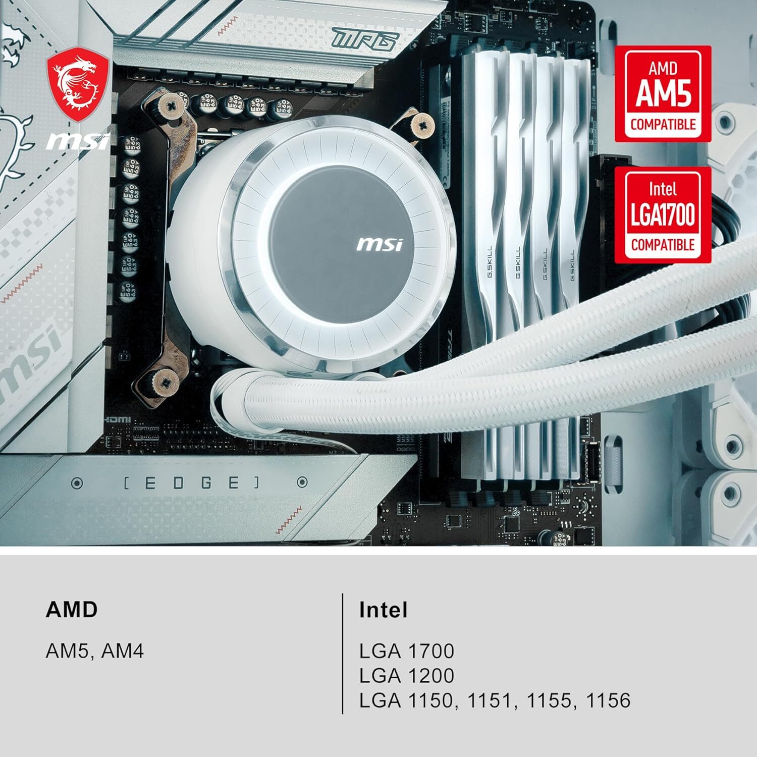 MSI MAG CORELIQUID E240 WHITE CPU Liquid Cooler 240mm - Dual-Chamber ...