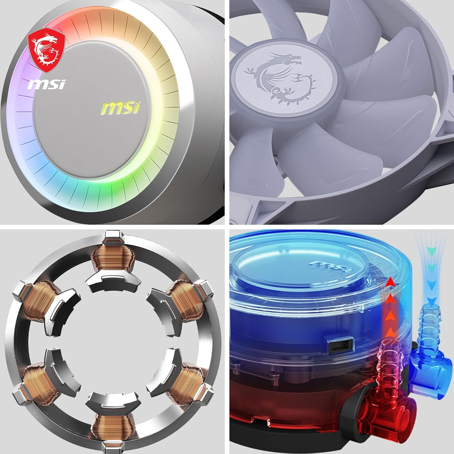 MSI MAG CORELIQUID E240 WHITE CPU Liquid Cooler 240mm - Dual-Chamber ...