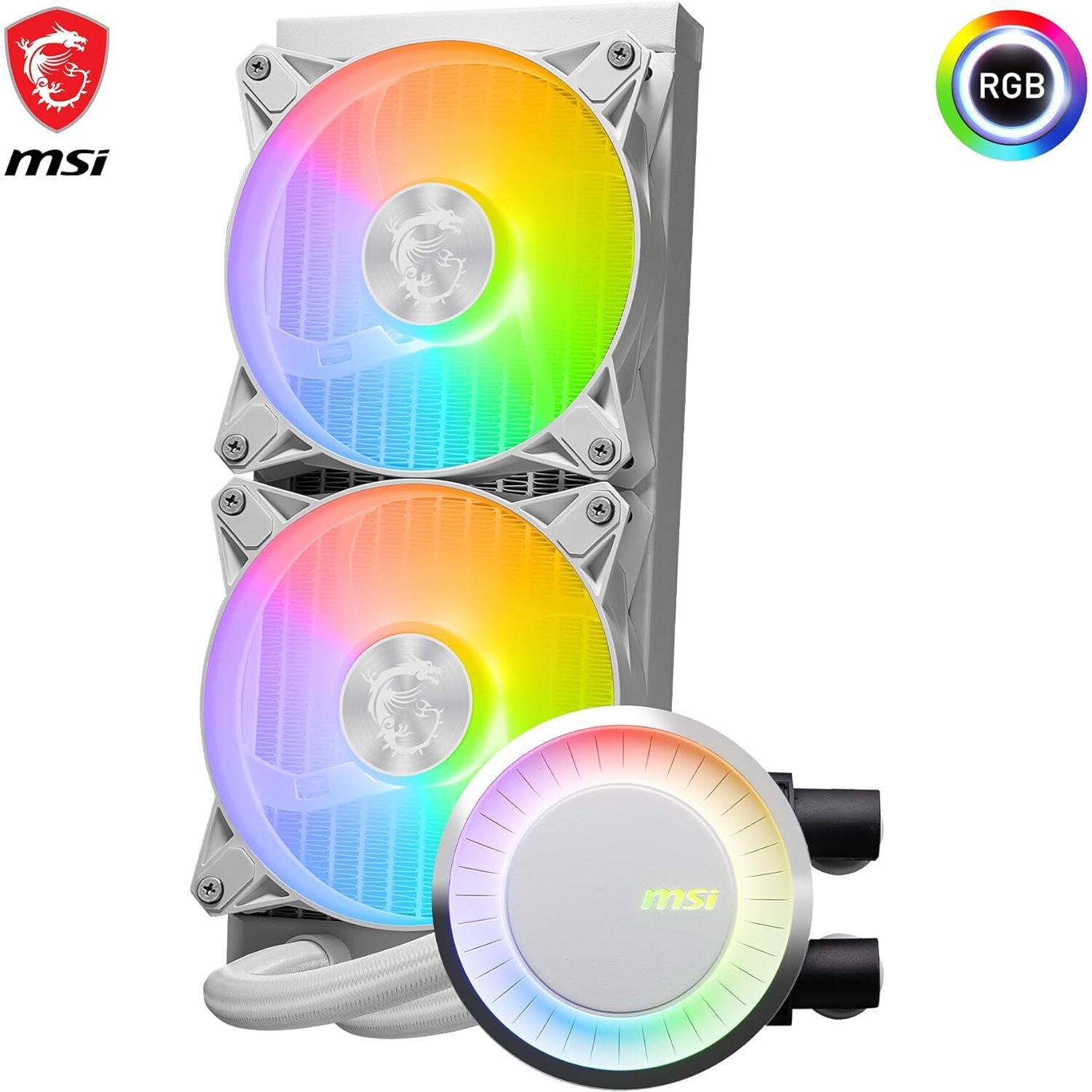 MSI MAG CORELIQUID E240 WHITE CPU Liquid Cooler 240mm - Dual-Chamber ...