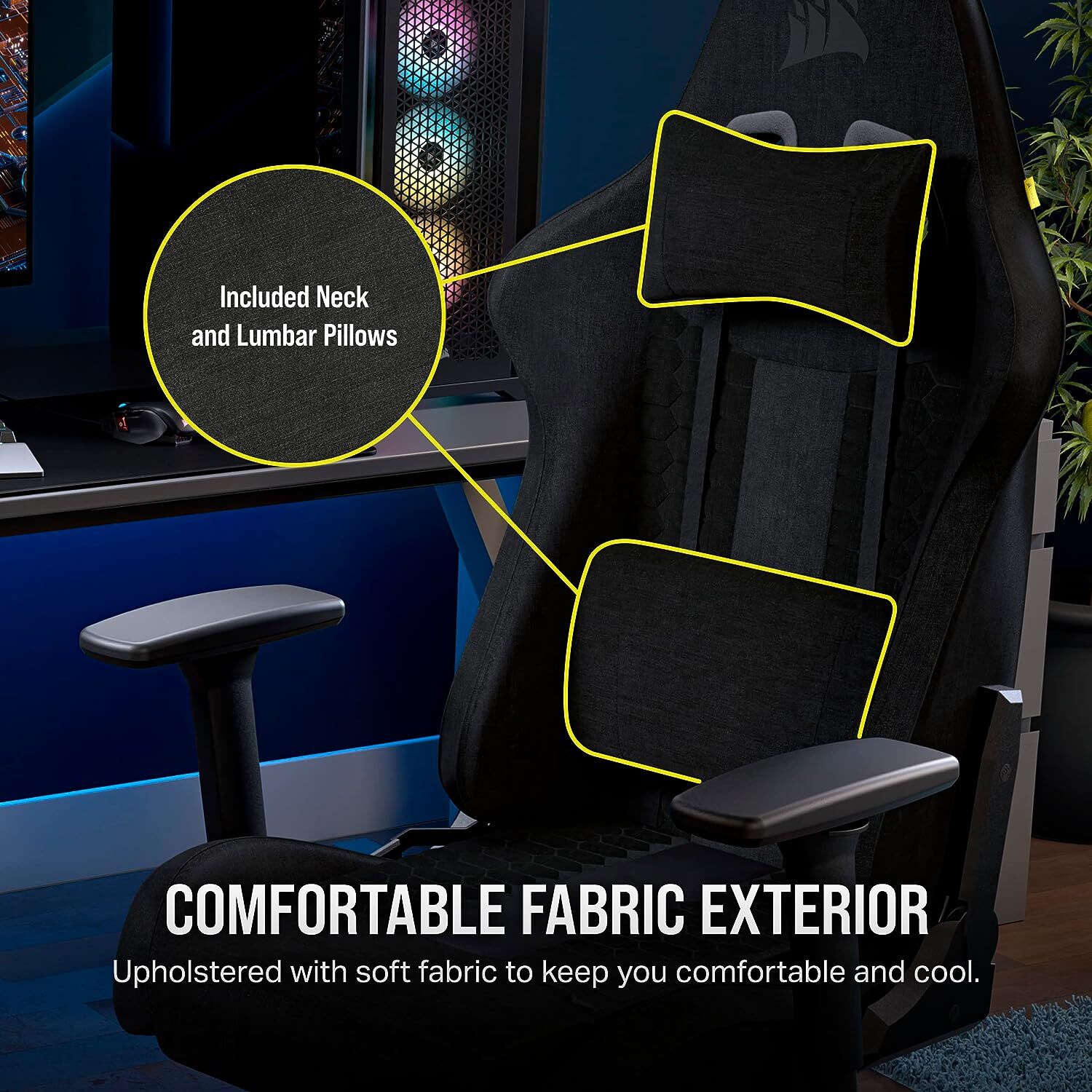 Corsair TC100 RELAXED CHAIR BLACK Edition | Falcon Computers