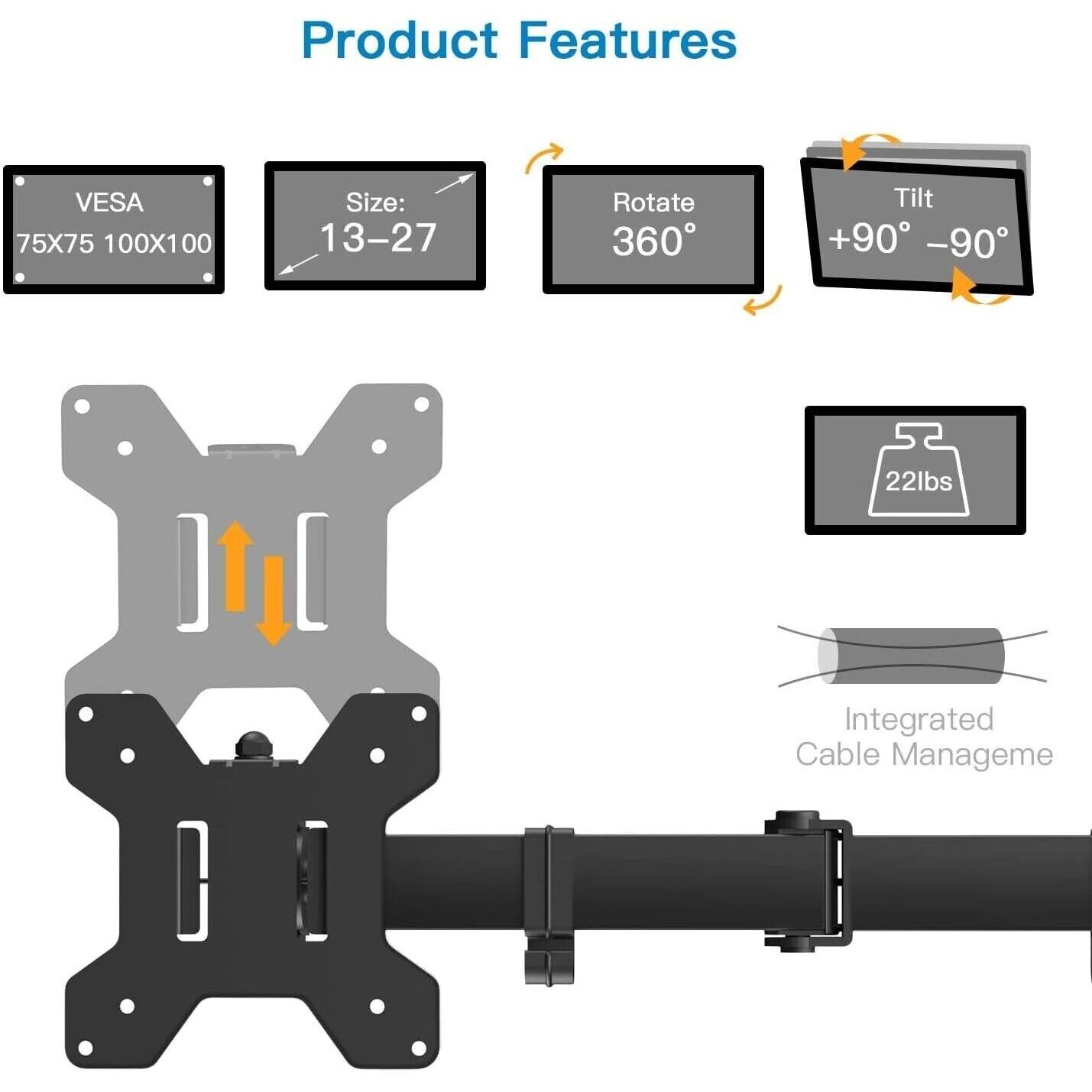 JEDEL Dual LCD Computer PC Monitor Arm Mount Desk Stand 13-32`` Screen ...