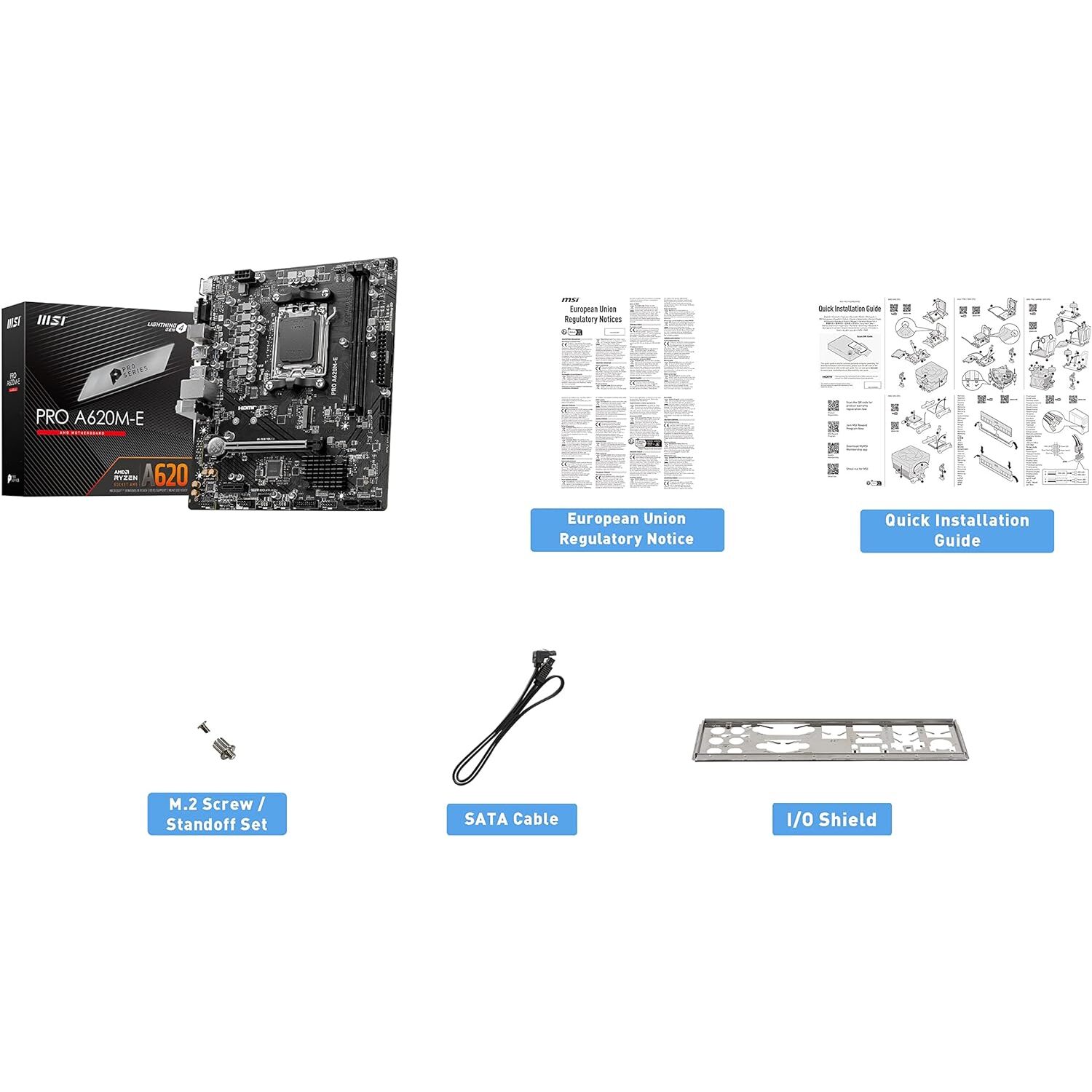 MSI PRO A620M-E Pro Series Motherboard (AMD AM5, DDR5, PCIe 4.0, SATA ...
