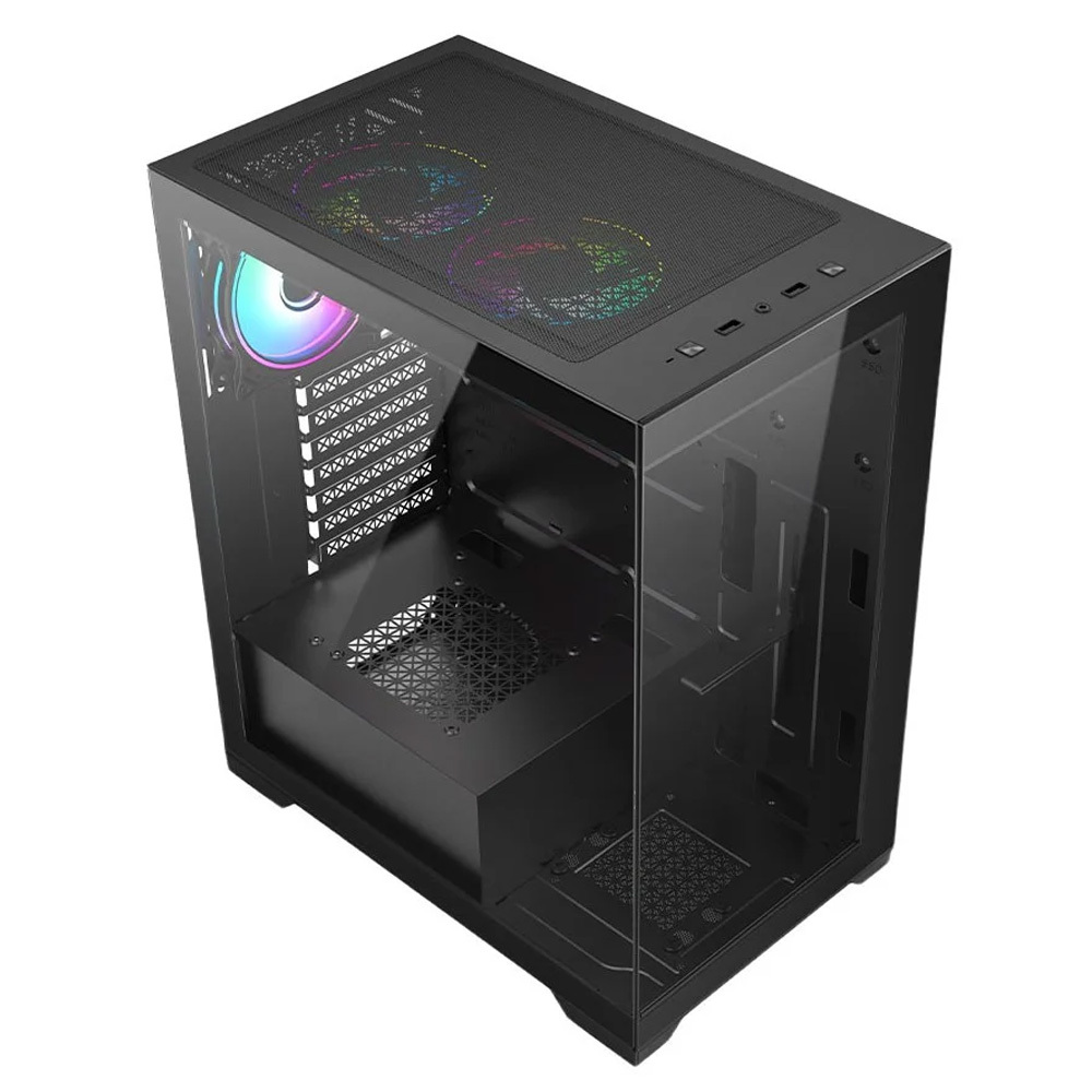 VIDA Vetro Black ARGB Gaming Case w/ Glass Front & Side, ATX, 3x ARGB ...
