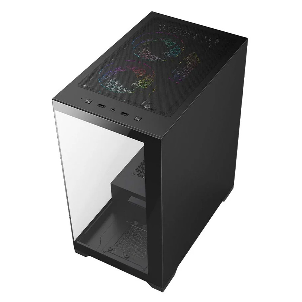 VIDA Vetro Black ARGB Gaming Case w/ Glass Front & Side, ATX, 3x ARGB ...