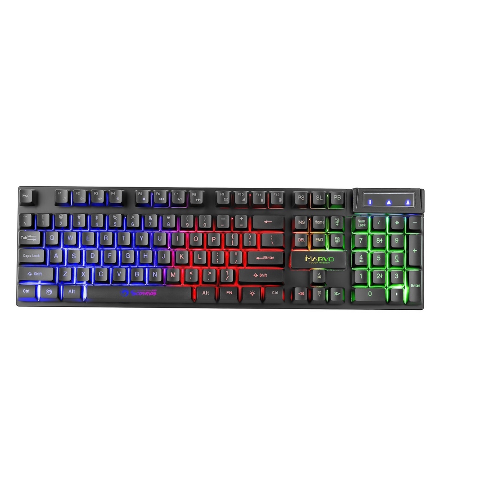 MARVO Scorpion K605 Gaming Keyboard, 3 Colour LED Backlit, USB 2.0 ...