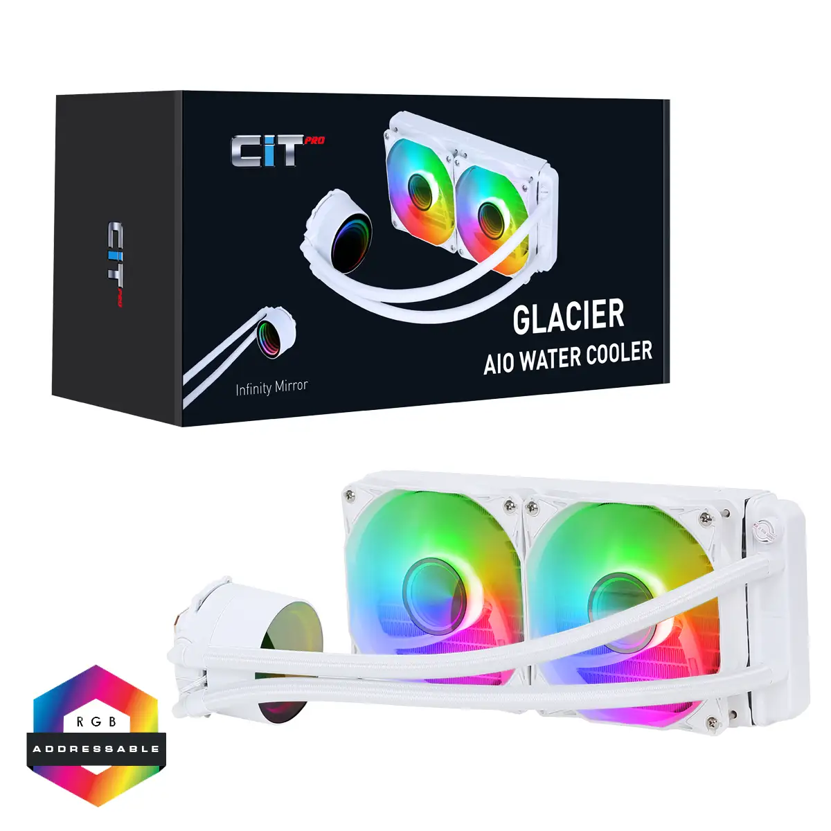 CIT Pro Glacier (White) 240mm Infinity ARGB AIO Liquid Cooler | Falcon ...