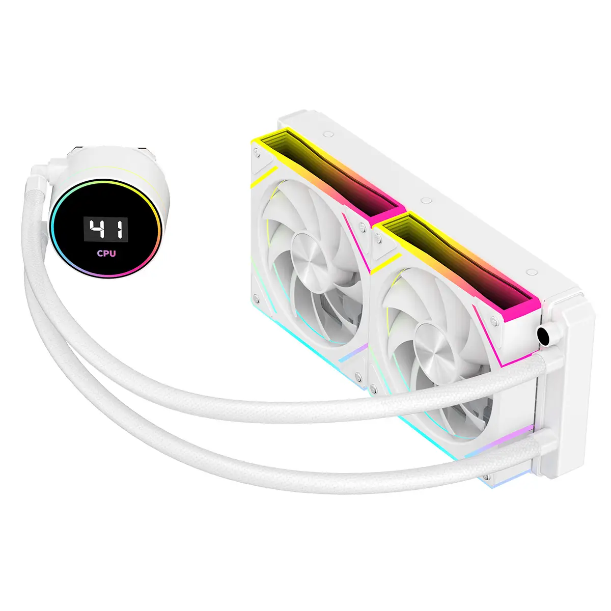 CIT Pro Glacier 240mm (White) LCD Temperature Display AIO Liquid Cooler ...