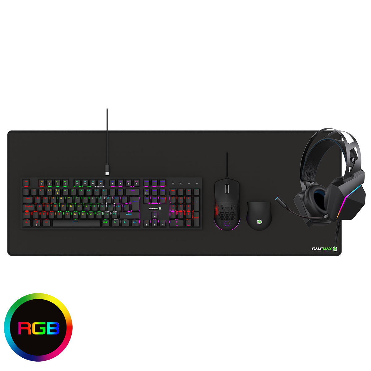 GameMax Pulse 4-in-1 Mechanical Keyboard Mouse Headset Mouse Pad Combo ...