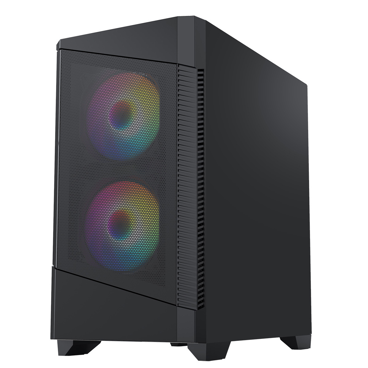 CIT Level 1 Black Micro-ATX Mesh PC Gaming Case with 3 x 120mm RGB ...