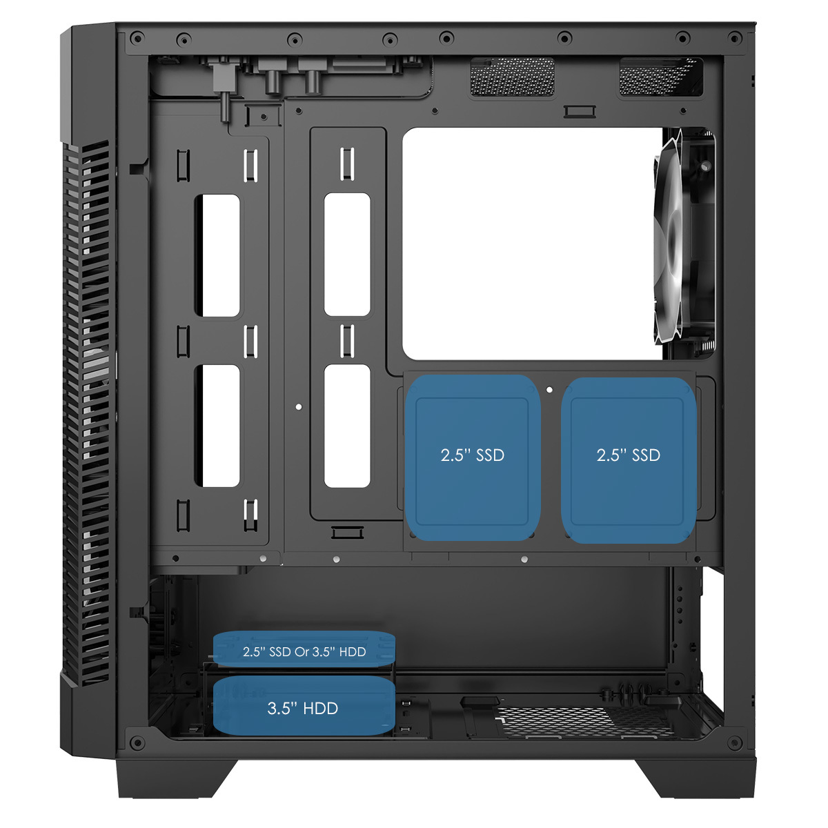 CIT Level 1 Micro-ATX Mesh PC Gaming Case with 3 x 120mm RGB Rainbow ...