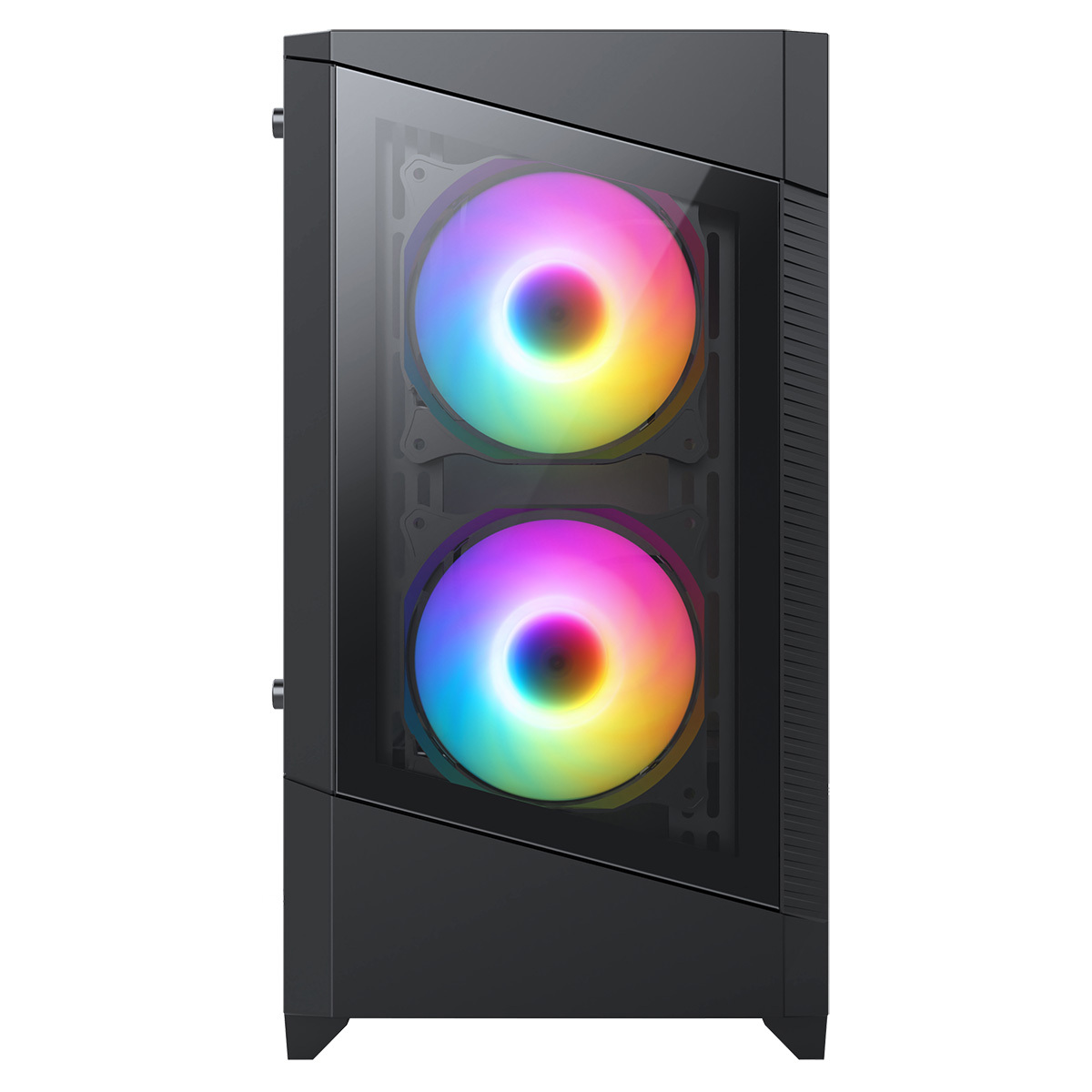 CIT Level 1 Black Micro-ATX PC Gaming Case with 3 x 120mm RGB Rainbow ...