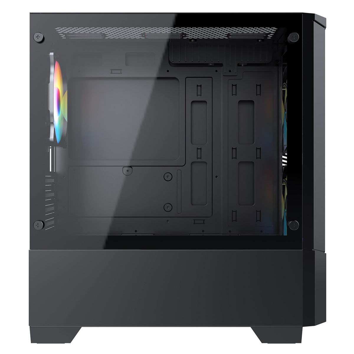 CIT Level 1 Black Micro-ATX PC Gaming Case with 3 x 120mm RGB Rainbow ...