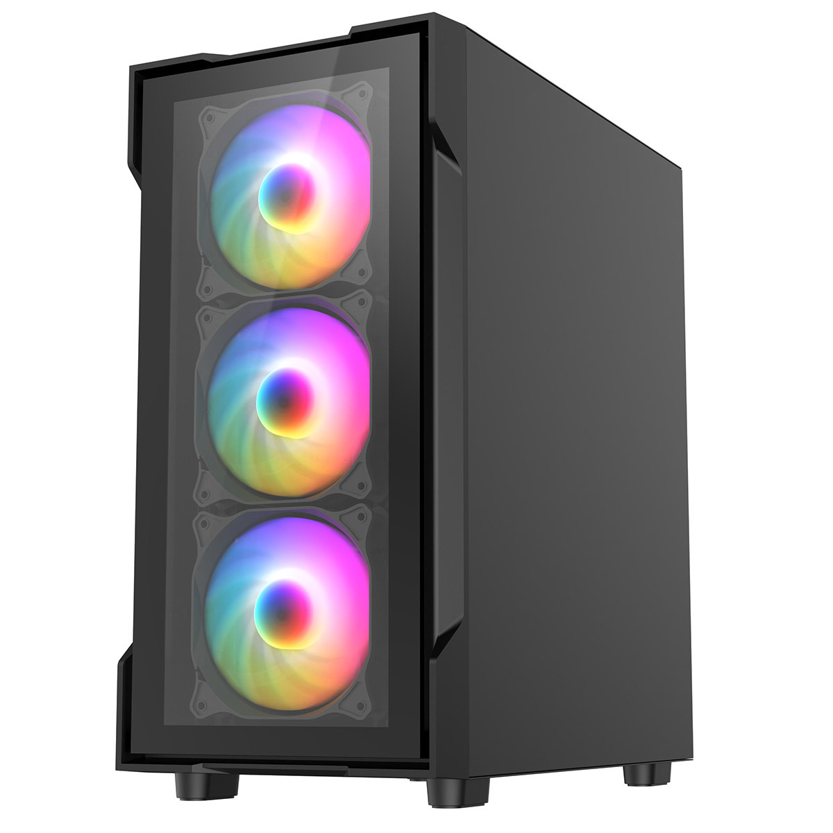 CIT Tsunami Black Micro-ATX Gaming Case With 4 x 120mm ARGB Inner-Ring ...