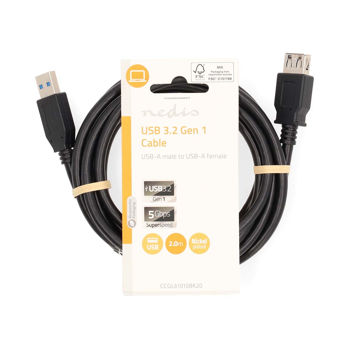 NEDIS 2.0 Metre USB 3.0 Data Extension Cable | Falcon Computers