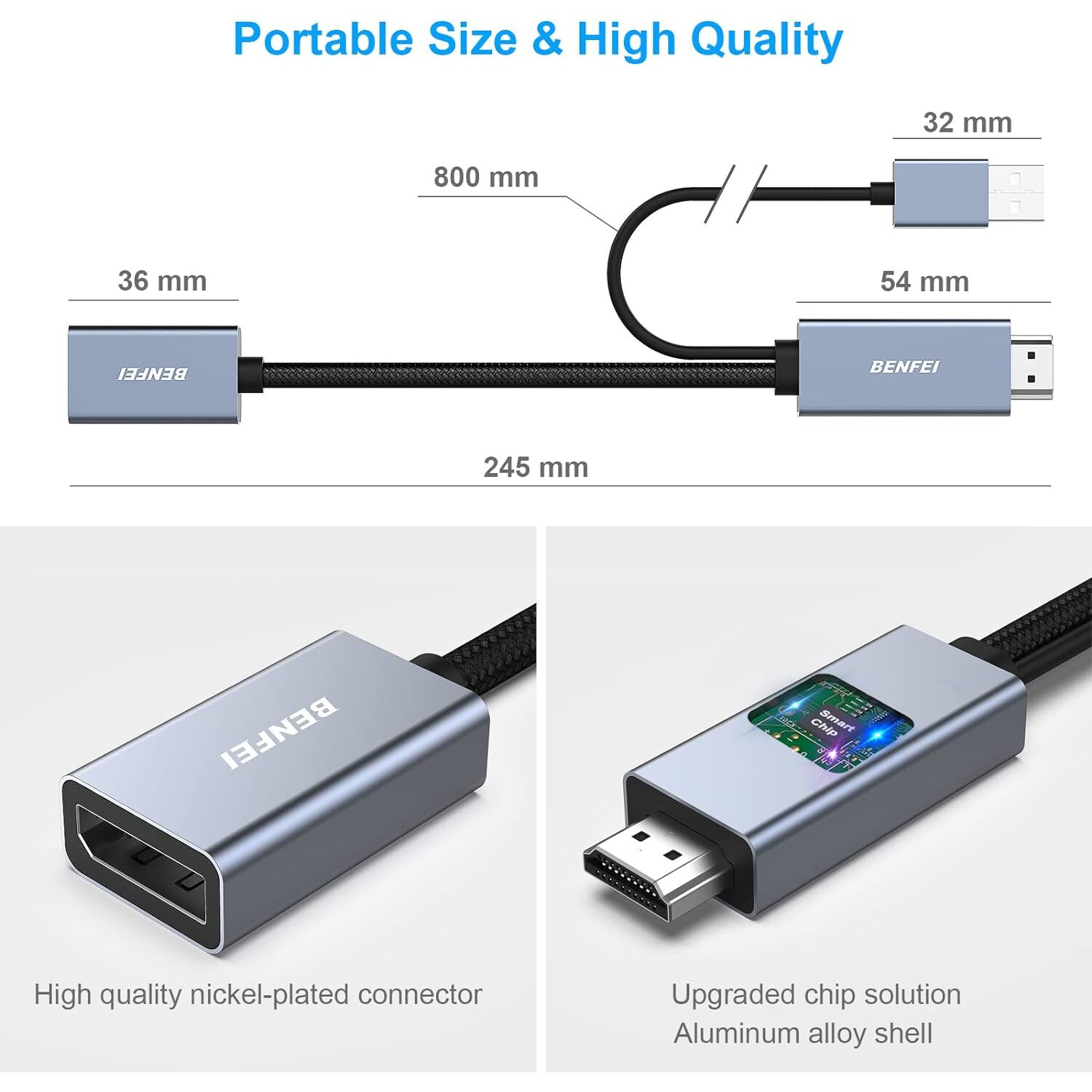 Benfei HDMI to DisplayPort Adapter, HDMI Source to DisplayPort Monitor ...