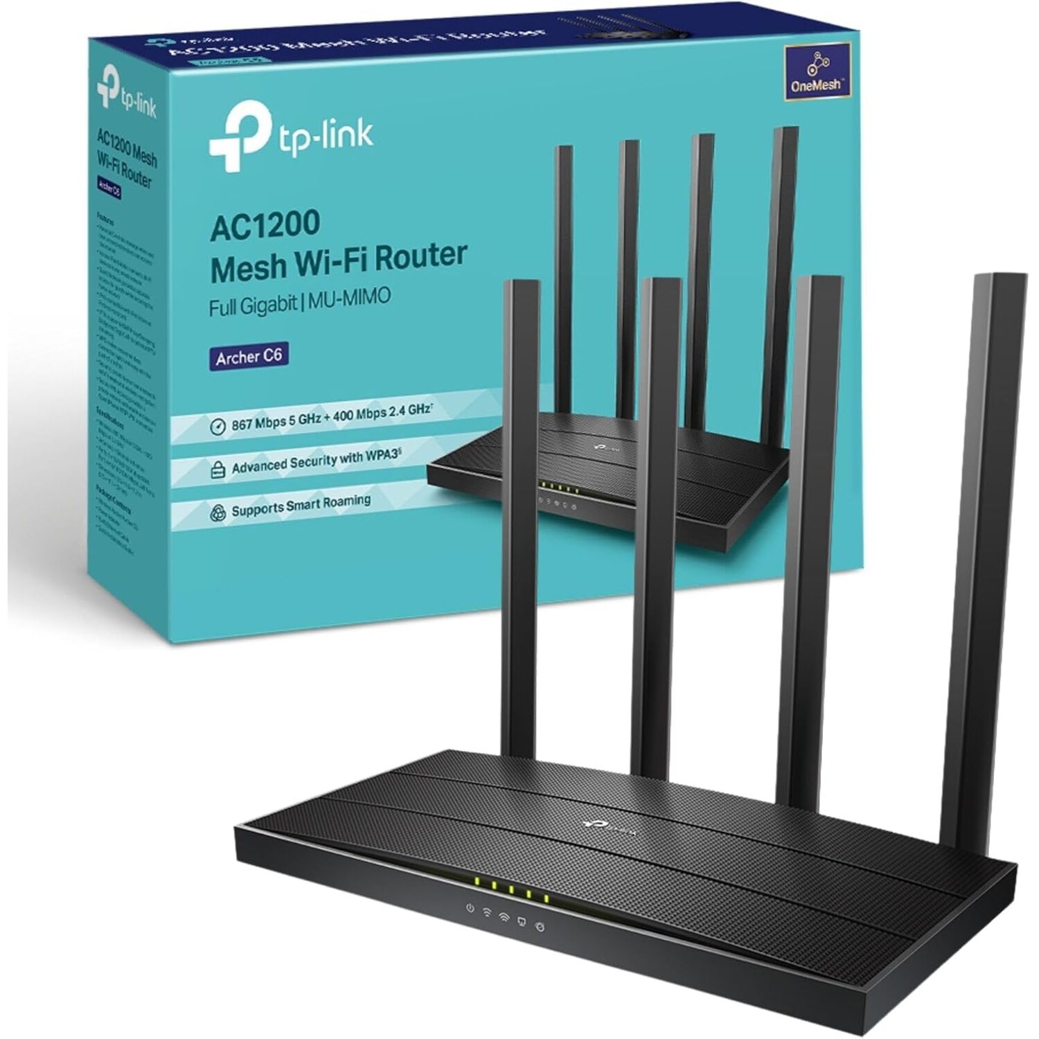 TP-LINK AC1200 (867+300) Wireless Dual Band GB Cable Router, 4-Port, MU ...