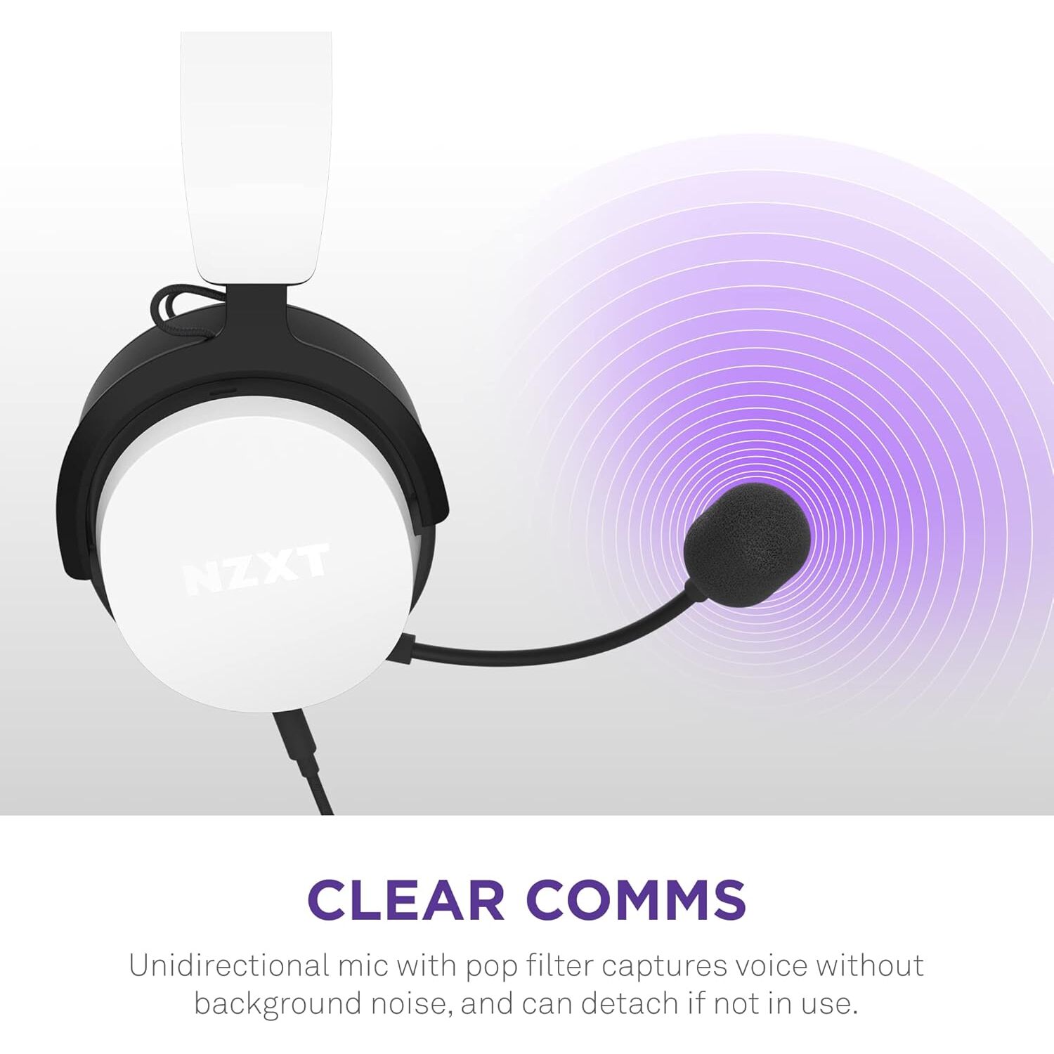 NZXT Relay 7.1 Surround Hi-Res Gaming Headset - White | Falcon Computers