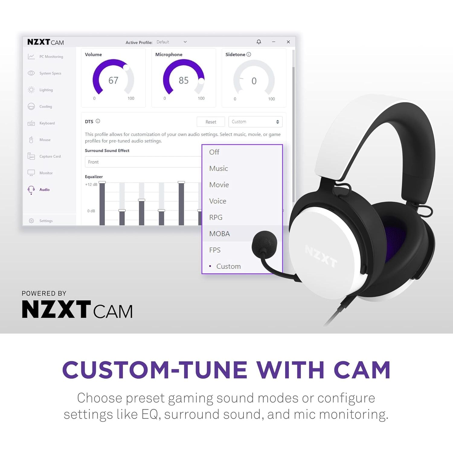 NZXT Relay 7.1 Surround Hi-Res Gaming Headset - White | Falcon Computers