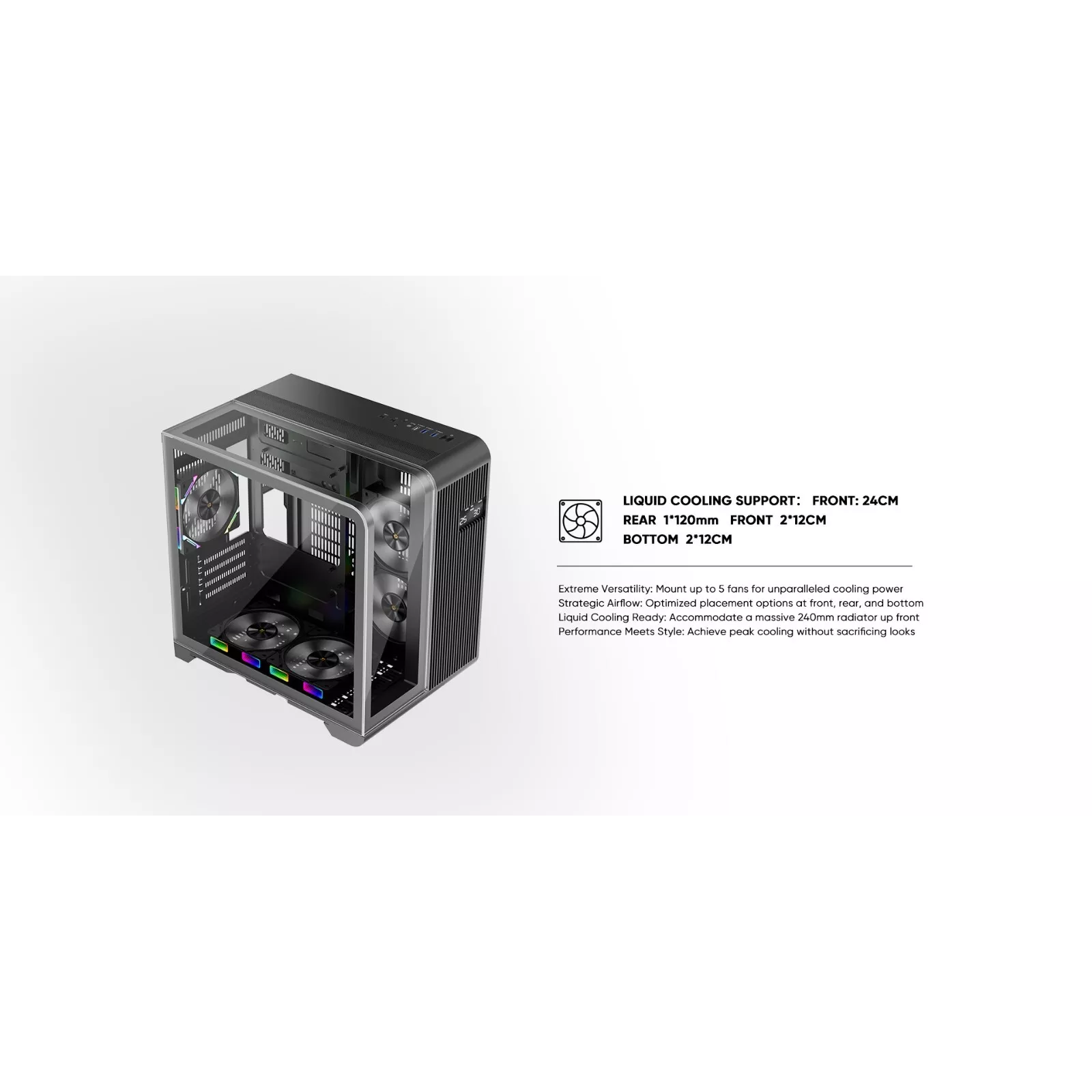 1St Player RT5 Micro ATX Black Case with 3 x RGB Fans | Falcon Computers