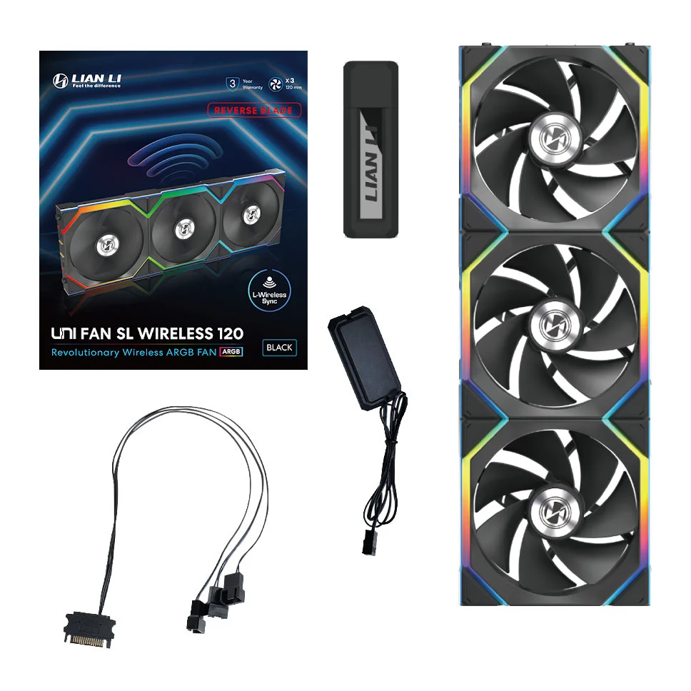 Lian Li UNI SL WIRELESS RGB 120mm Reverse Flow Fan Triple Pack - Black ...