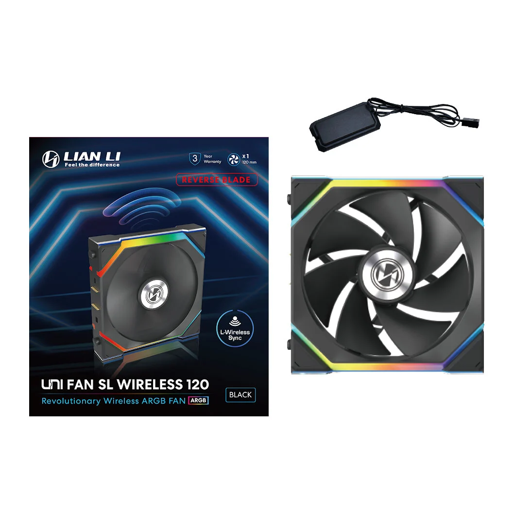 Lian Li UNI SL WIRELESS RGB 120mm Reverse Flow Fan - Black | Falcon ...
