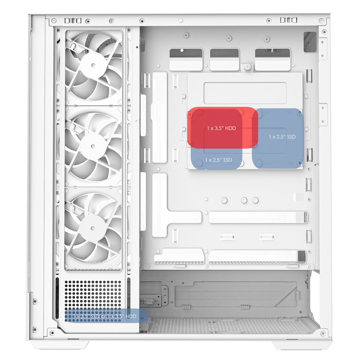 CIT Destiny White ATX Gaming Case With Two-Sided Tempered Glass and 4 x ...