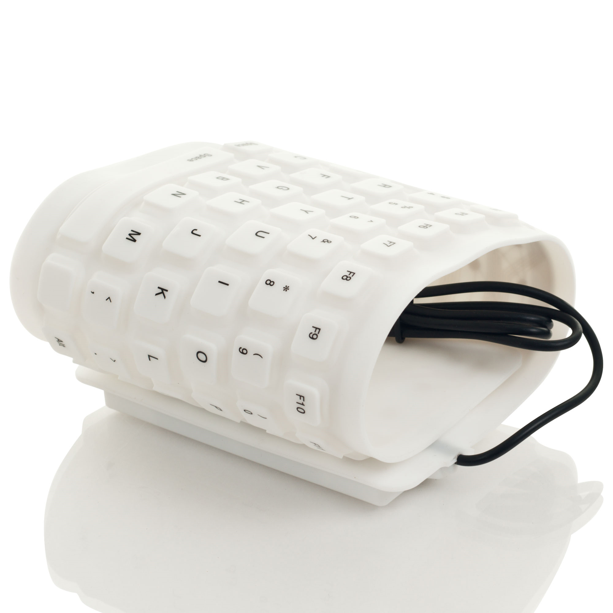 CNMemory Micro USB Flexible Roll Up UK Keyboard - White | Falcon Computers