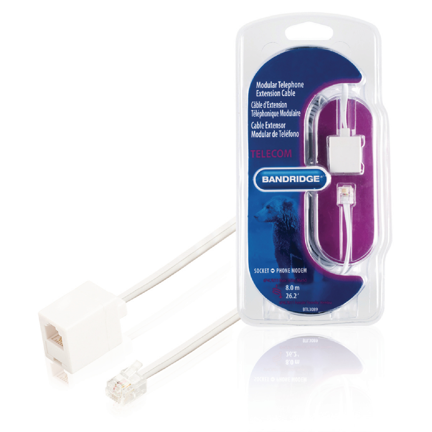 Bandridge Modular BT Telephone Extension Cable 8.0 m | Falcon Computers