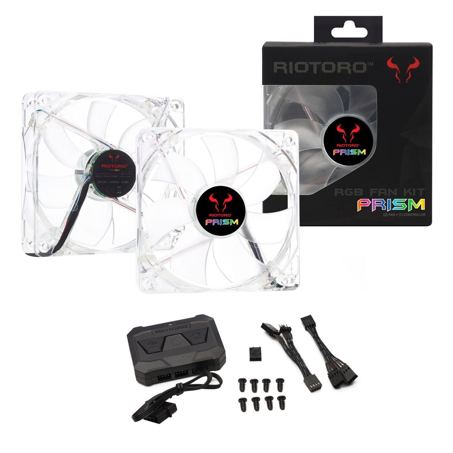Riotoro Riotoro Prism Fan Kit, 2 x 12cm Case Fans with Controller, RGB ...
