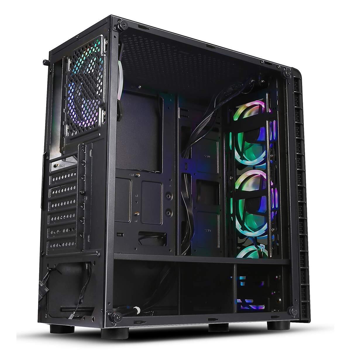 CIT Raider Gaming Case 4 x Halo Spectrum RGB Fans Glass Front and Side ...