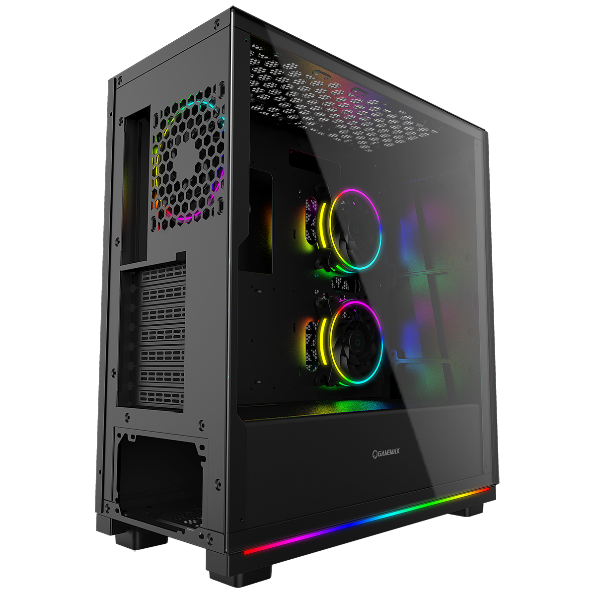 GameMax GRAVITY RGB Mid Tower ATX with 3x RGB Fans Tempered Glass Side ...