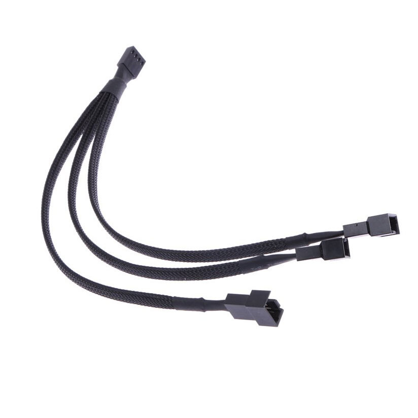 Generic 4 pin PWM Fan Cable 1 to 3 ways Splitter Black Sleeved ...