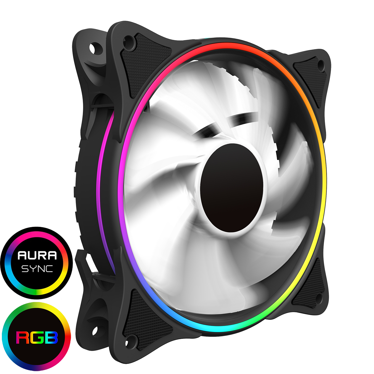 GameMax Mirage Rainbow RGB 120mm Fan 5V Addressable 3pin Header & 3pin ...