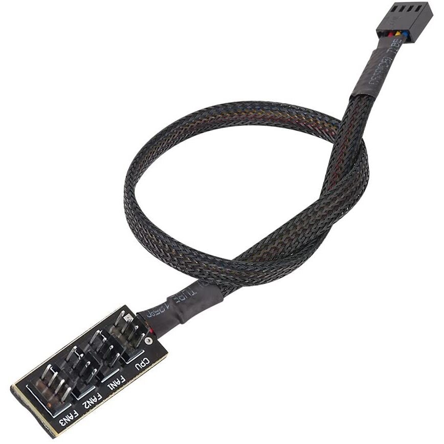 Generic PWM Fan Hub Fan Hub CPU cooling 4 Way fan splitter - Black Sleeved