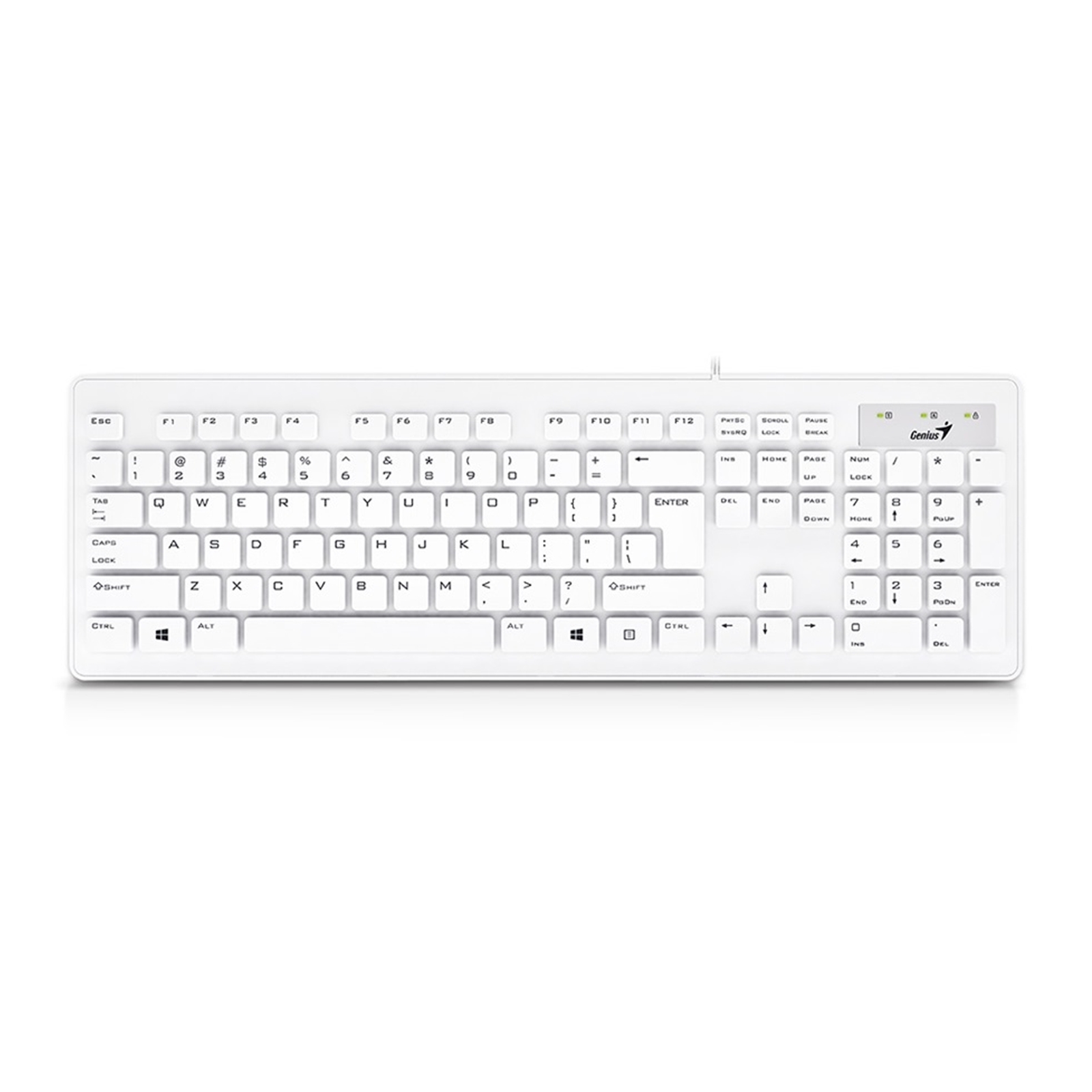 Genius USB UK Layout Slim Keyboard 104 Keys, White | Falcon Computers